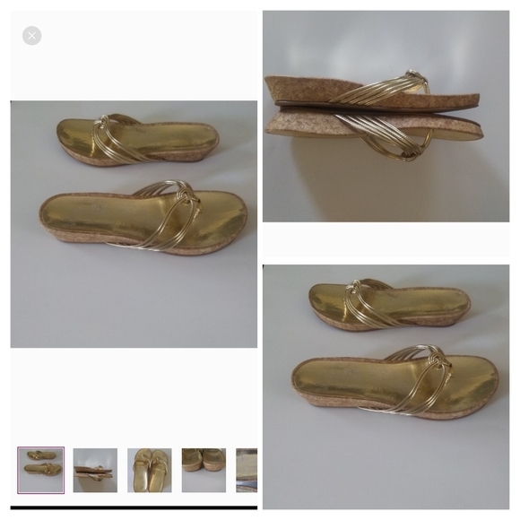 Michelle D | Shoes | Michelle D Gold Thong Cork Sole Slipper Sandals ...